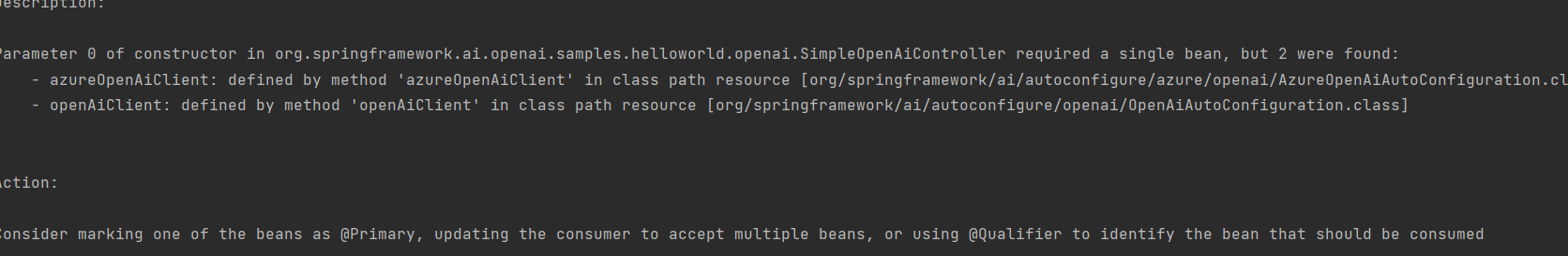 多个starter同时引用，出现问题，没有设置实例化优先级 · Issue #99 · spring-projects/spring-ai · GitHub