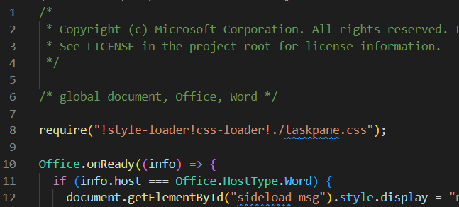 Basic Word add-in 'Hello world': the web app rejects the taskpane.css as having type 'text/html ...