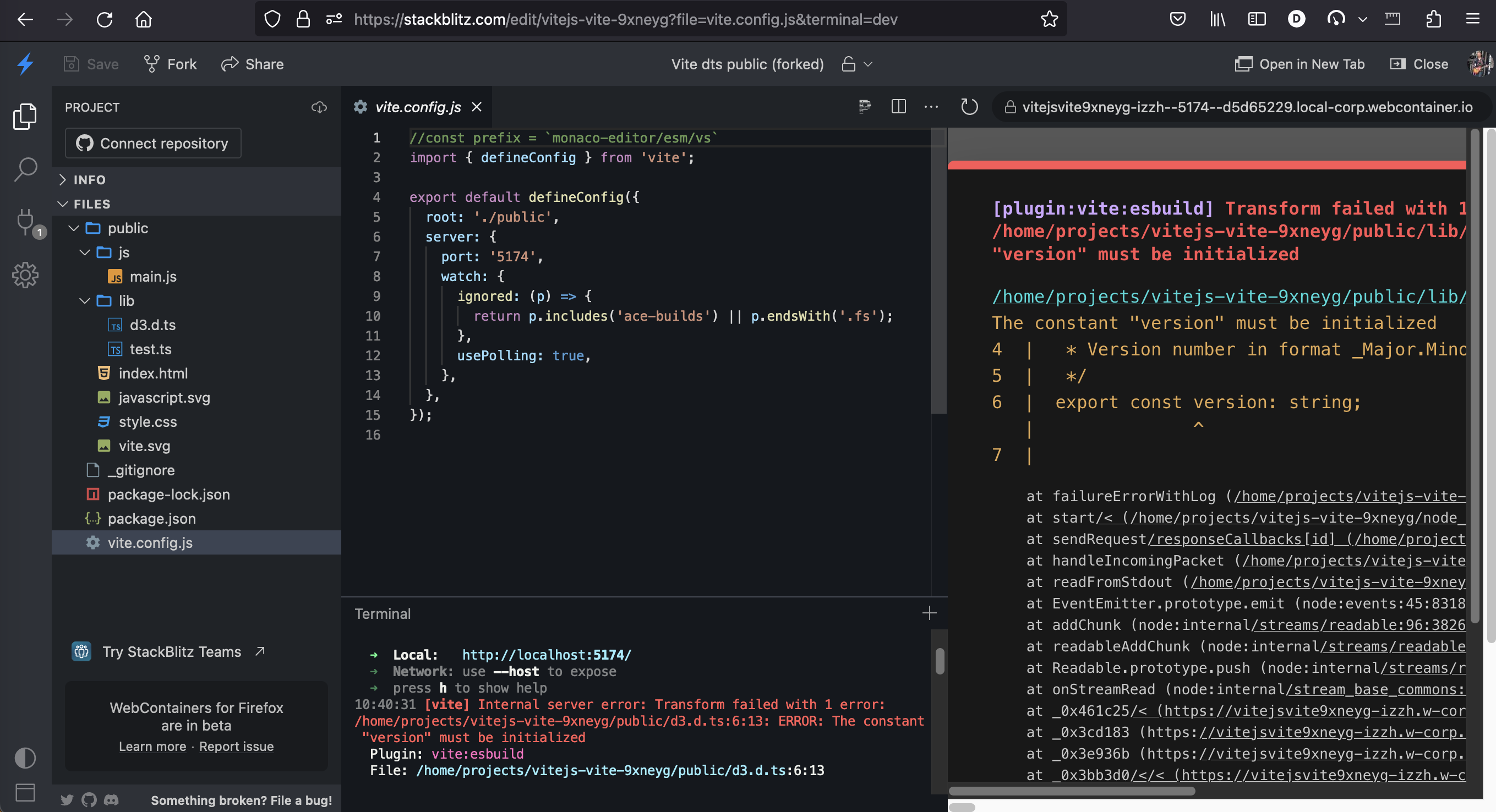 Disable transpilation of *.ts, in particular *.d.ts · Issue #13983 · vitejs/vite · GitHub