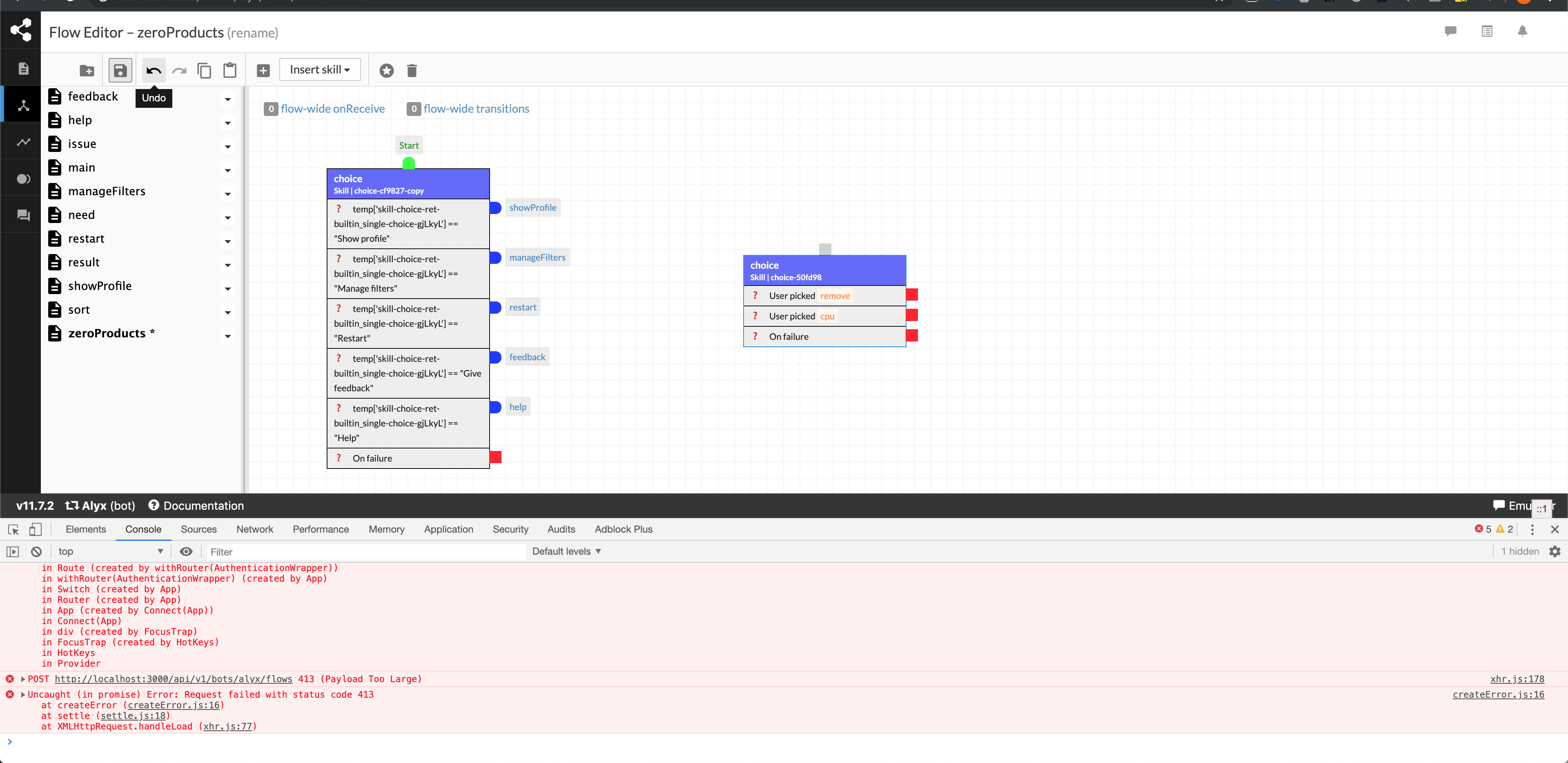 Getting PayloadTooLargeError when trying to save flows · Issue #575 · botpress/v12 · GitHub