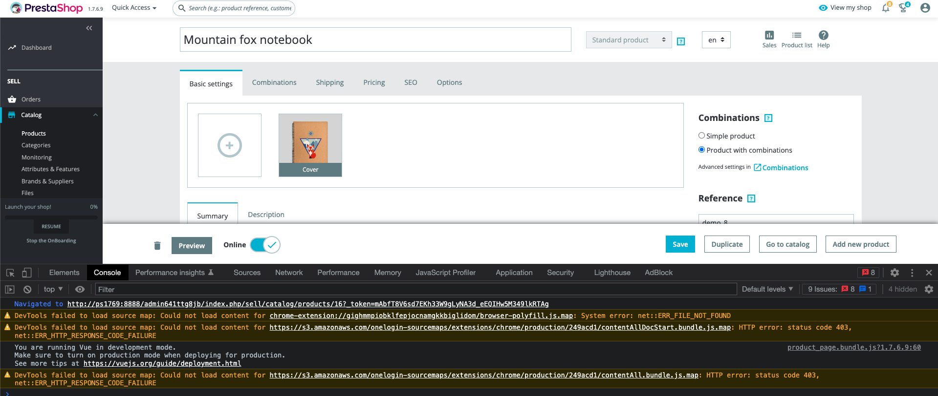 JS error in back office product page · Issue #28047 · PrestaShop/PrestaShop · GitHub