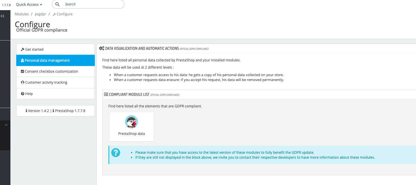 GDPR module - If there is only one module using the GDPR hook, it is ignored · Issue #29513 ...