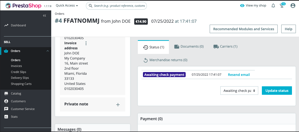 BO - Responsive - Update status button and list option status are not displayed correctly in ...