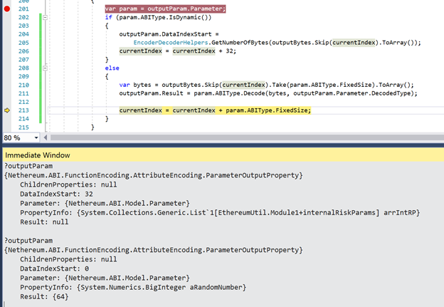Using decoding to Default to decode a struct array within a struct, Nethereum goes into an ...
