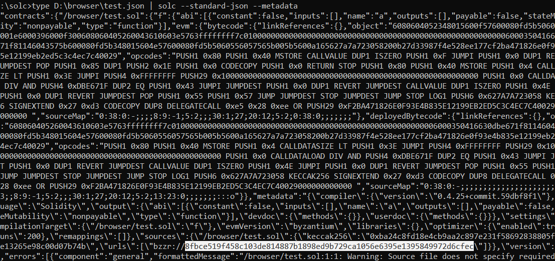 Different Metadata Hash Between Remix And Compiling Contract Locally