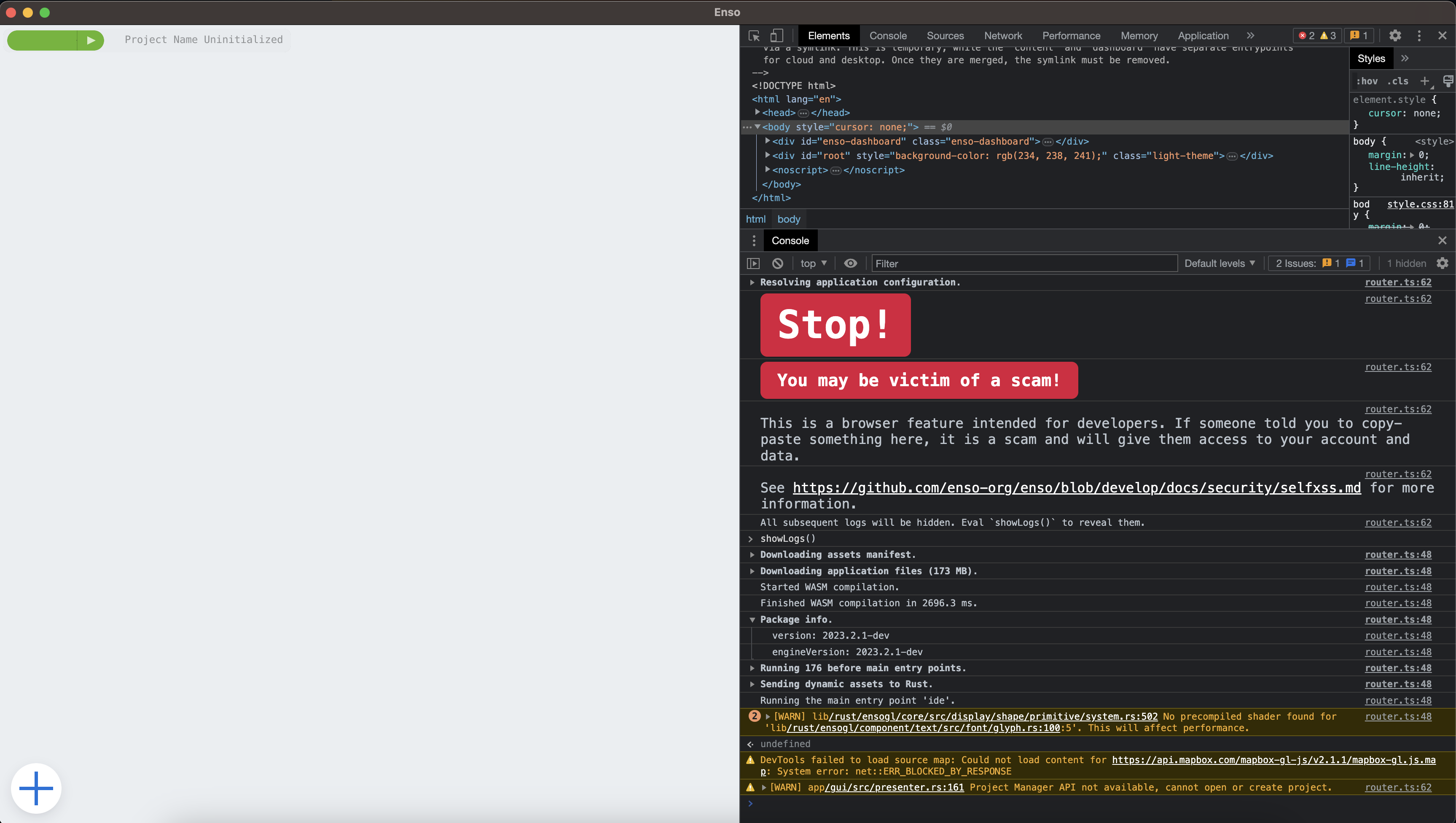 Newly created project can't start · Issue #6708 · enso-org/enso · GitHub