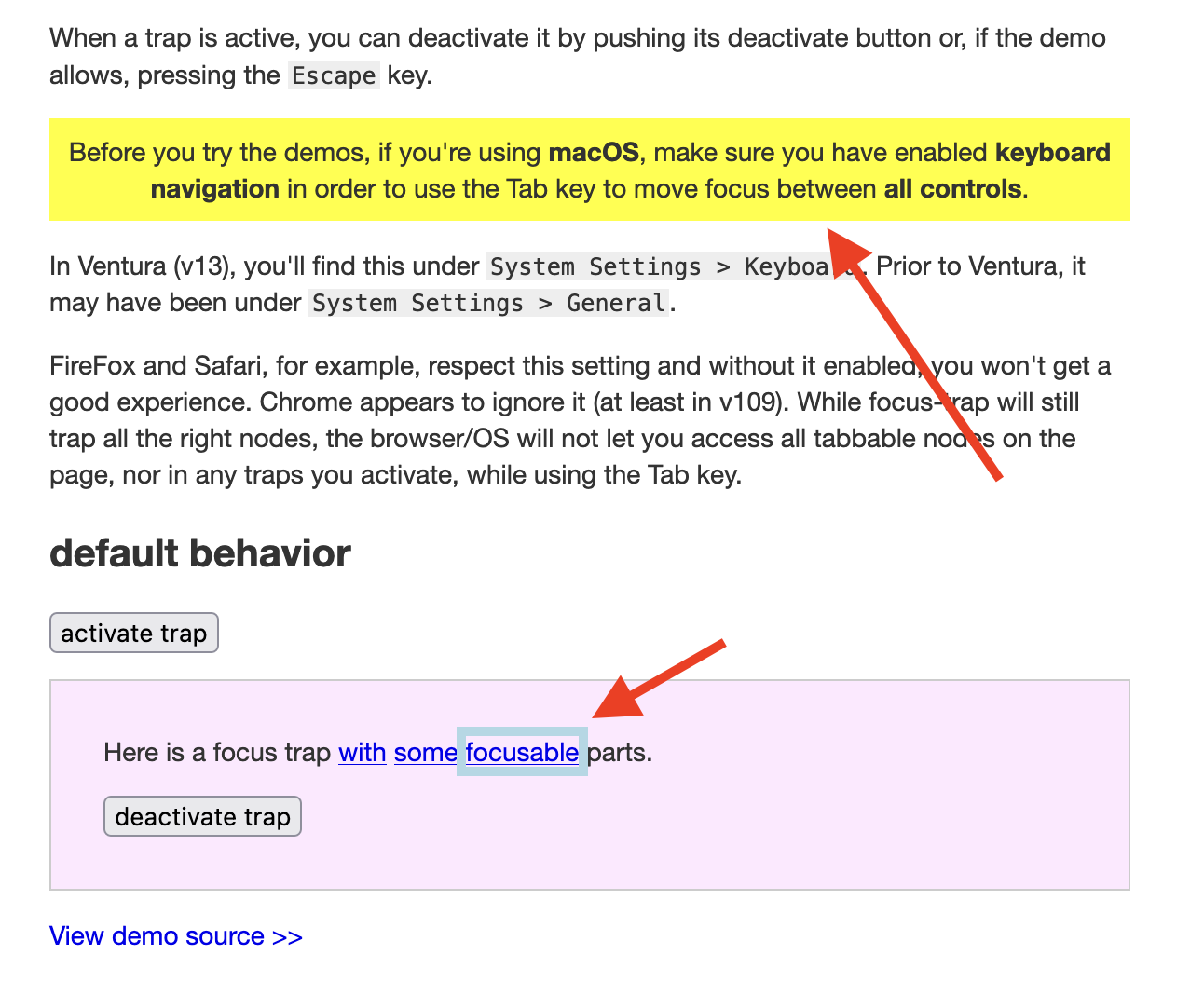 "default behavior" demo broken on Firefox · Issue #944 · focus-trap/focus-trap · GitHub