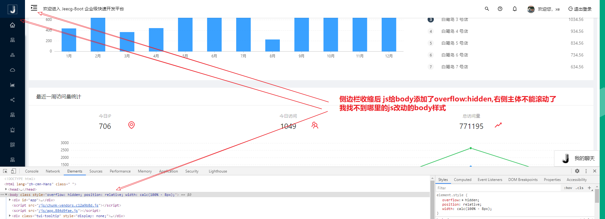 左侧边栏收缩右侧界面不能上下滚动 · Issue 1835 · Jeecgbootjeecgboot · Github 