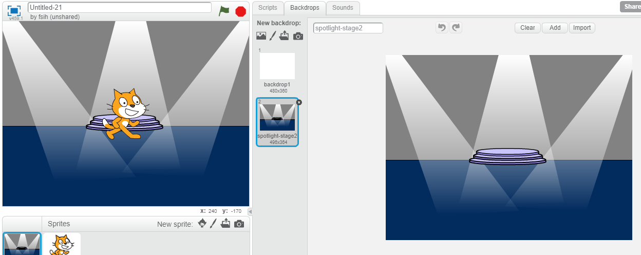 Spotlight stage backdrop looks different on stage/thumbnails vs in the paint editor · Issue #236 ...