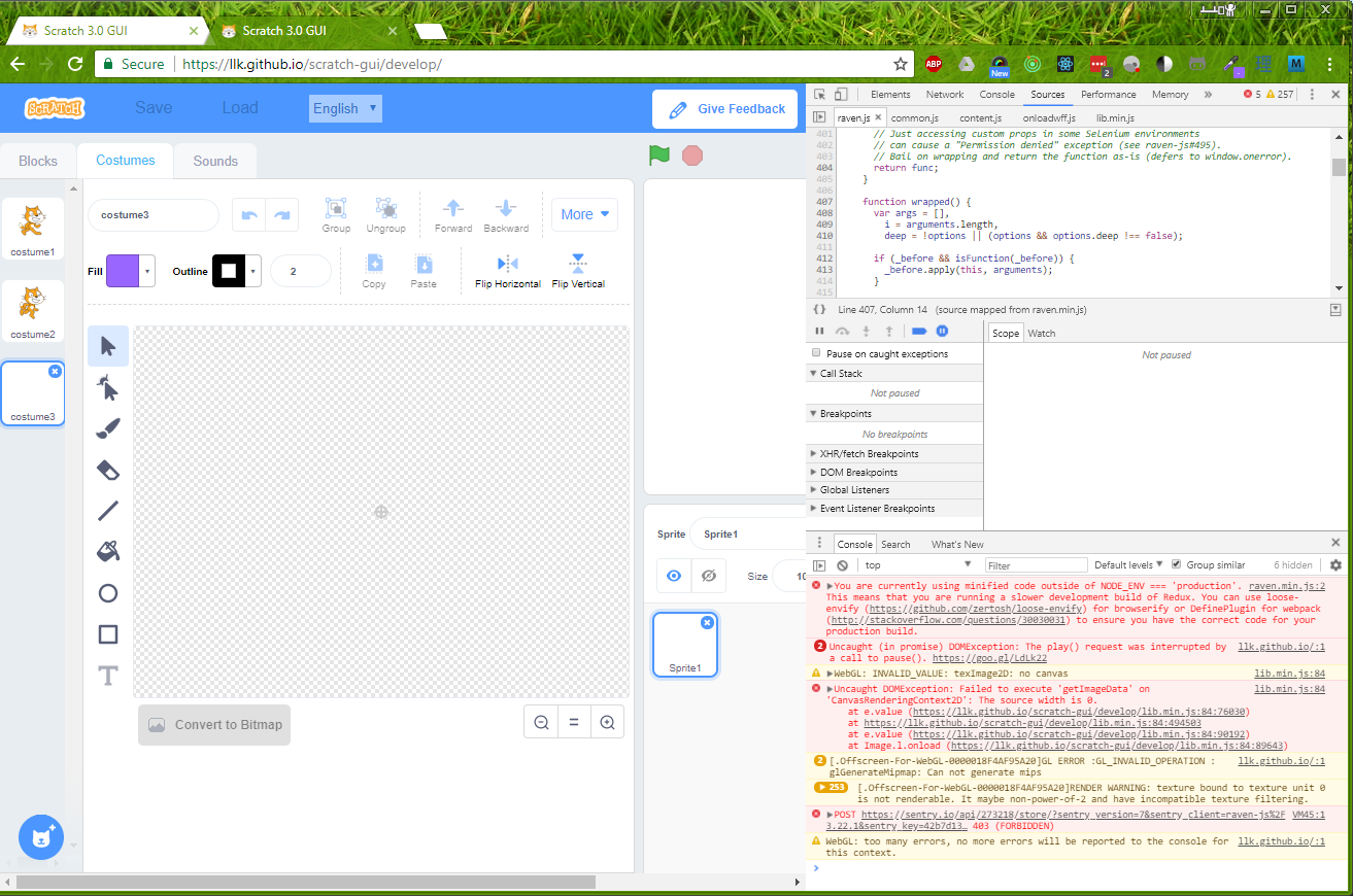 Console errors when you add a new blank costume · Issue #242 · scratchfoundation/scratch-render ...