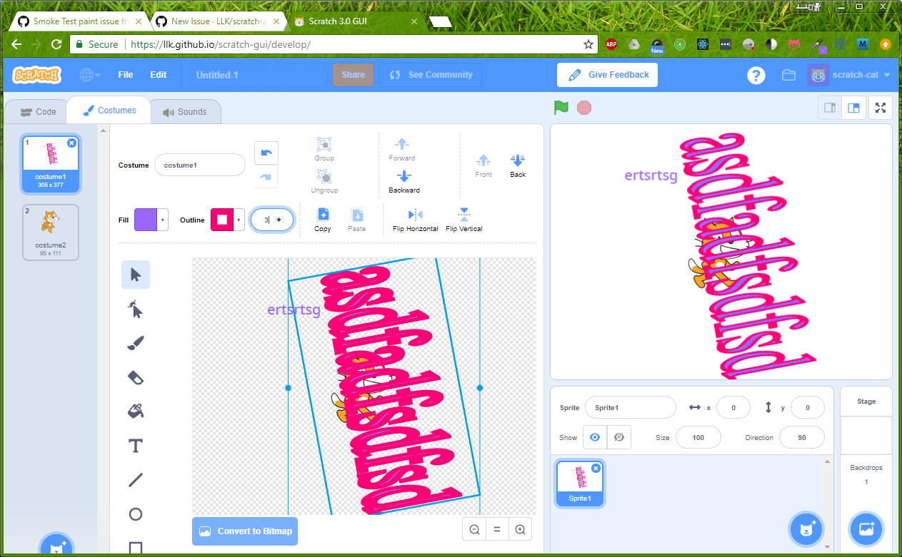 Adding a very thick outline to text can be rendered differently between ...