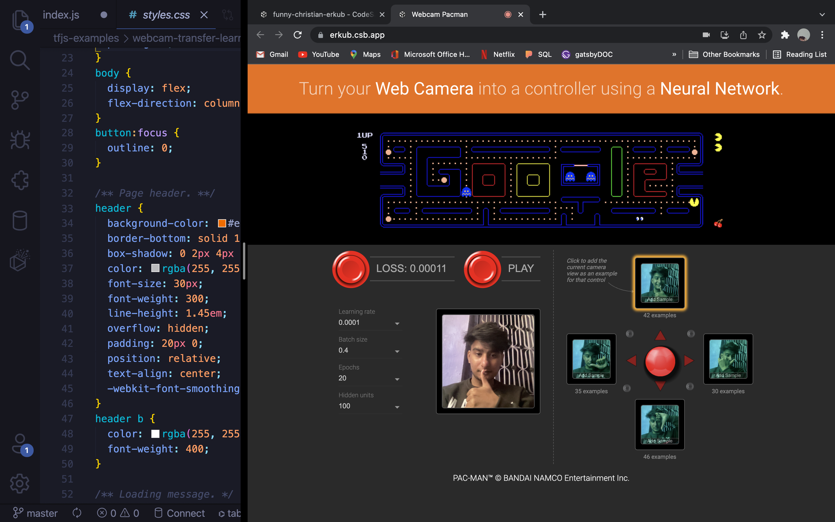 pacman-webcam - Codesandbox