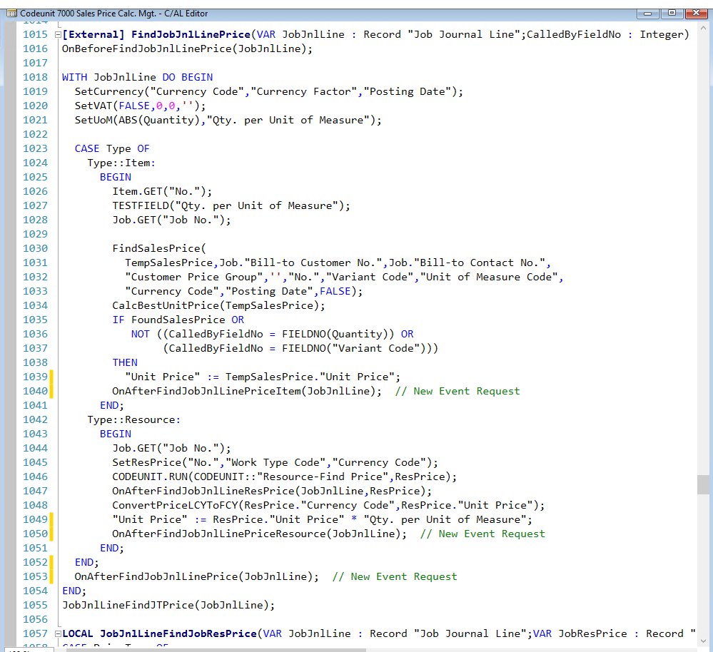 Event Request - Codeunit Sales Price Calc. Mgt. ( FindJobJnlLinePrice ) · Issue #5378 ...