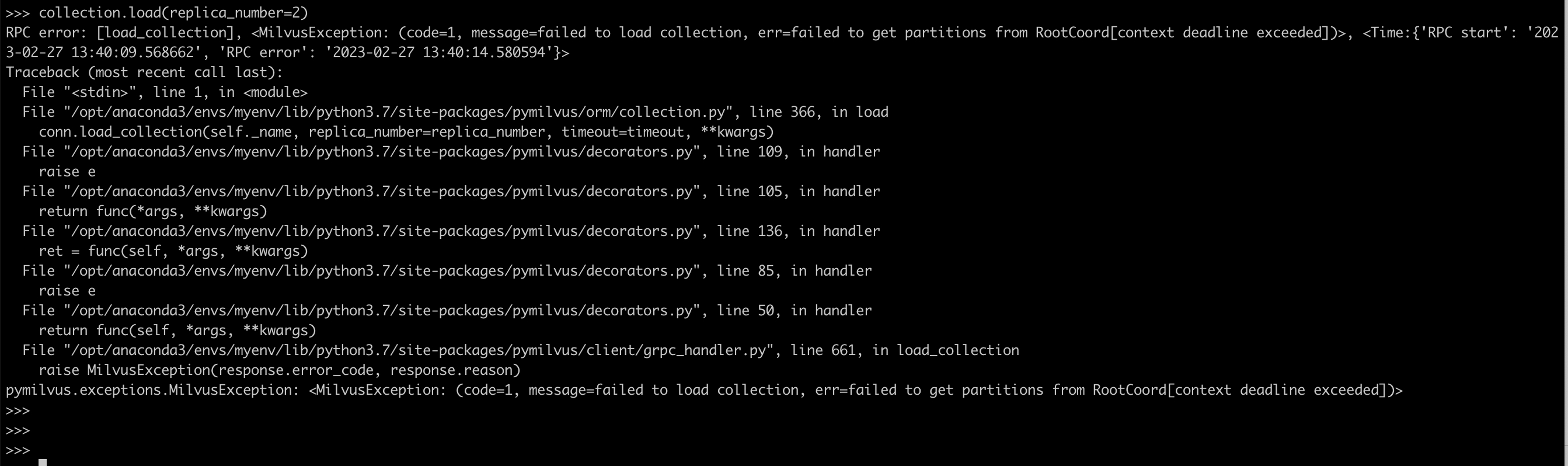[Bug]: failed to load collection，context deadline exceeded · Issue #22425 · milvus-io/milvus ...