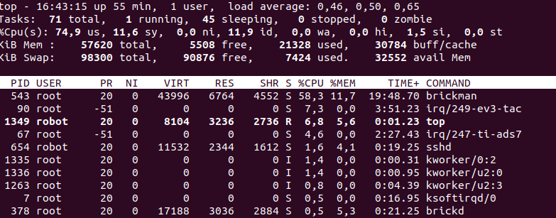 Brickman go to 60% cpu each time you navigate with a button · Issue #1426 · ev3dev/ev3dev · GitHub