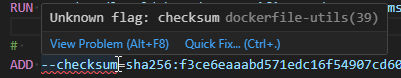 `ADD --checksum` in `Dockerfile` is not recognized · Issue #4051 · microsoft/vscode-docker · GitHub
