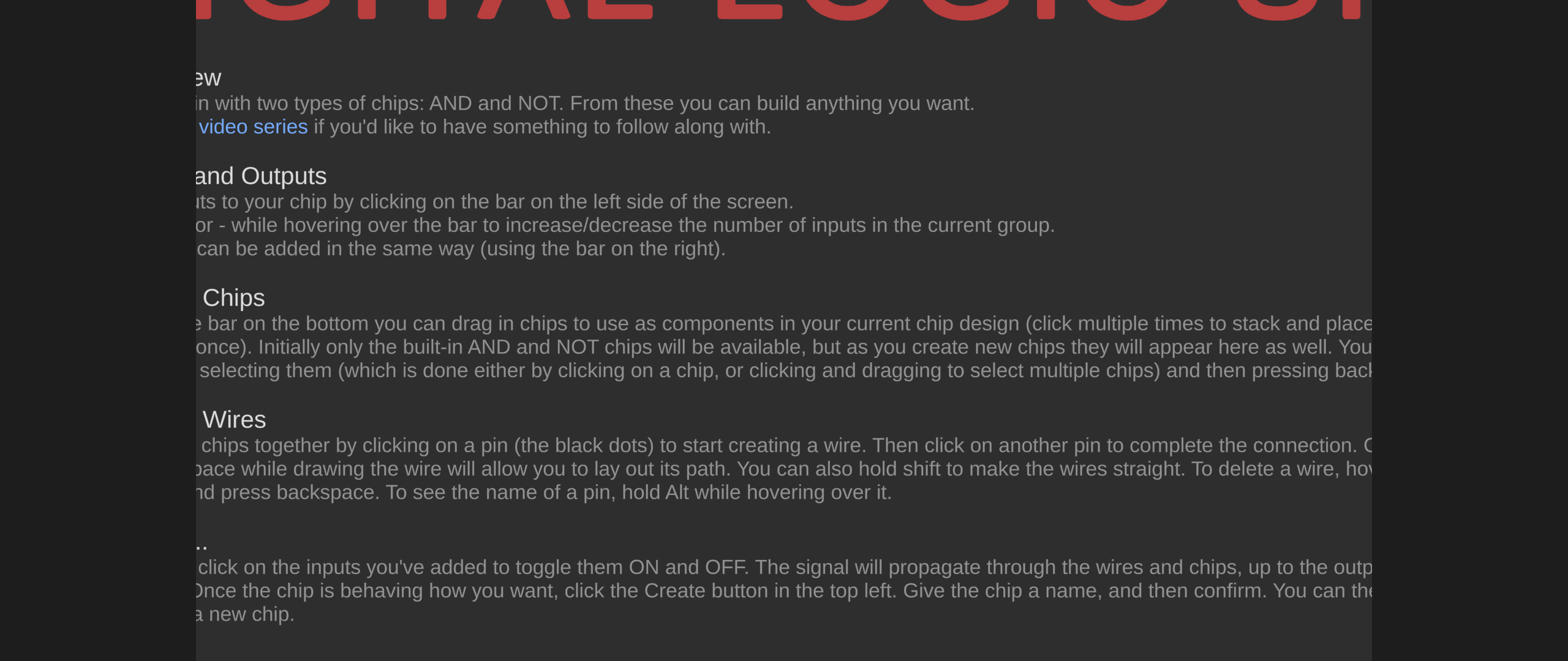 Instructions menu does not display properly on 21:9 · Issue #38 · SebLague/Digital-Logic-Sim ...