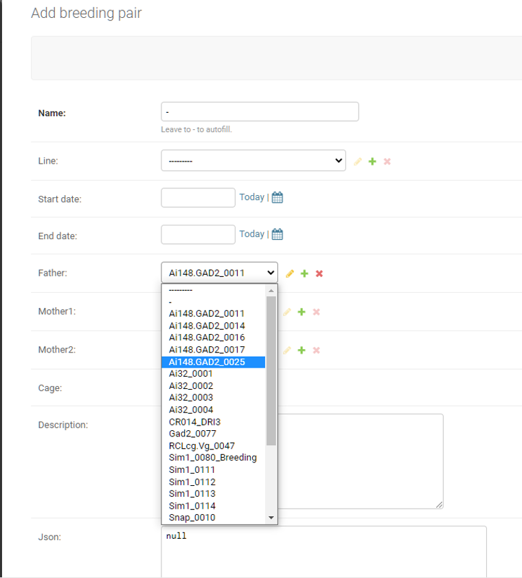 drop down menu for selecting animals on 'add breeding pair' page not working · Issue #644 ...