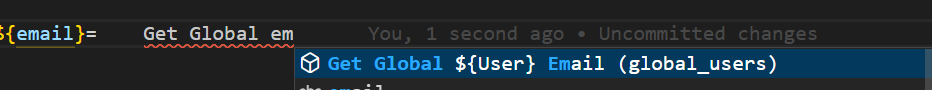 When auto-completing a key word with embedded arguments use place holder for variables instead ...