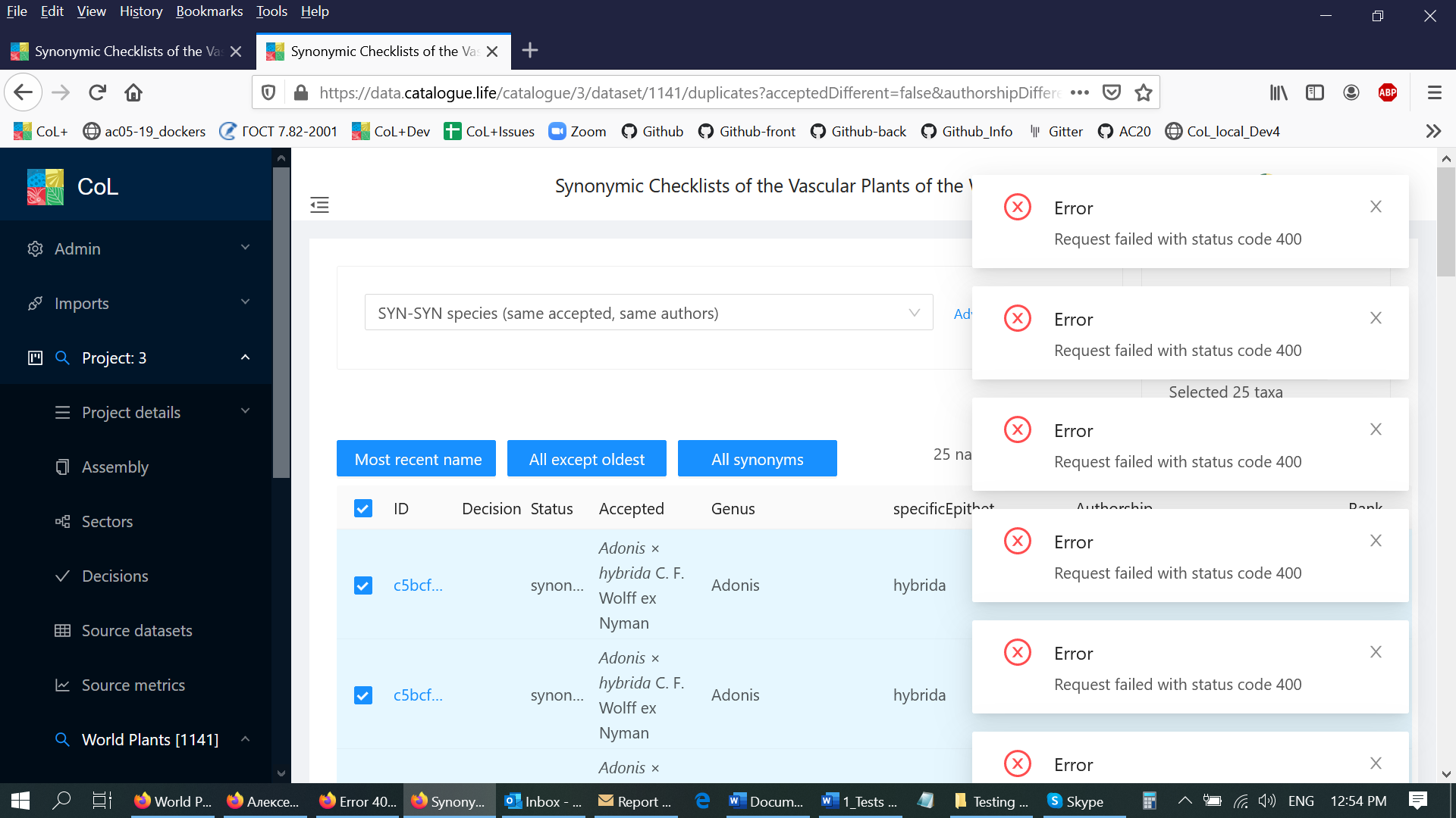 Error 400 in Tasks · Issue #848 · CatalogueOfLife/backend · GitHub