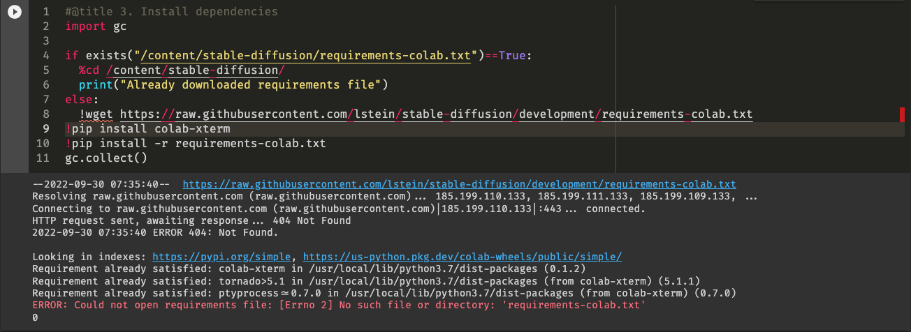 requirements-colab.txt not found · Issue #863 · invoke-ai/InvokeAI · GitHub