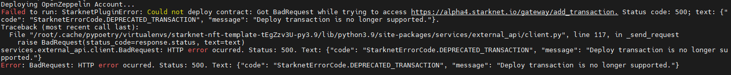 Getting StarknetErrorCode.DEPRECATED_TRANSACTION when deploying · Issue #280 · 0xSpaceShard ...