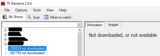 Adding new shows finds "0 Episodes" and scanning doesn't show episodes ...