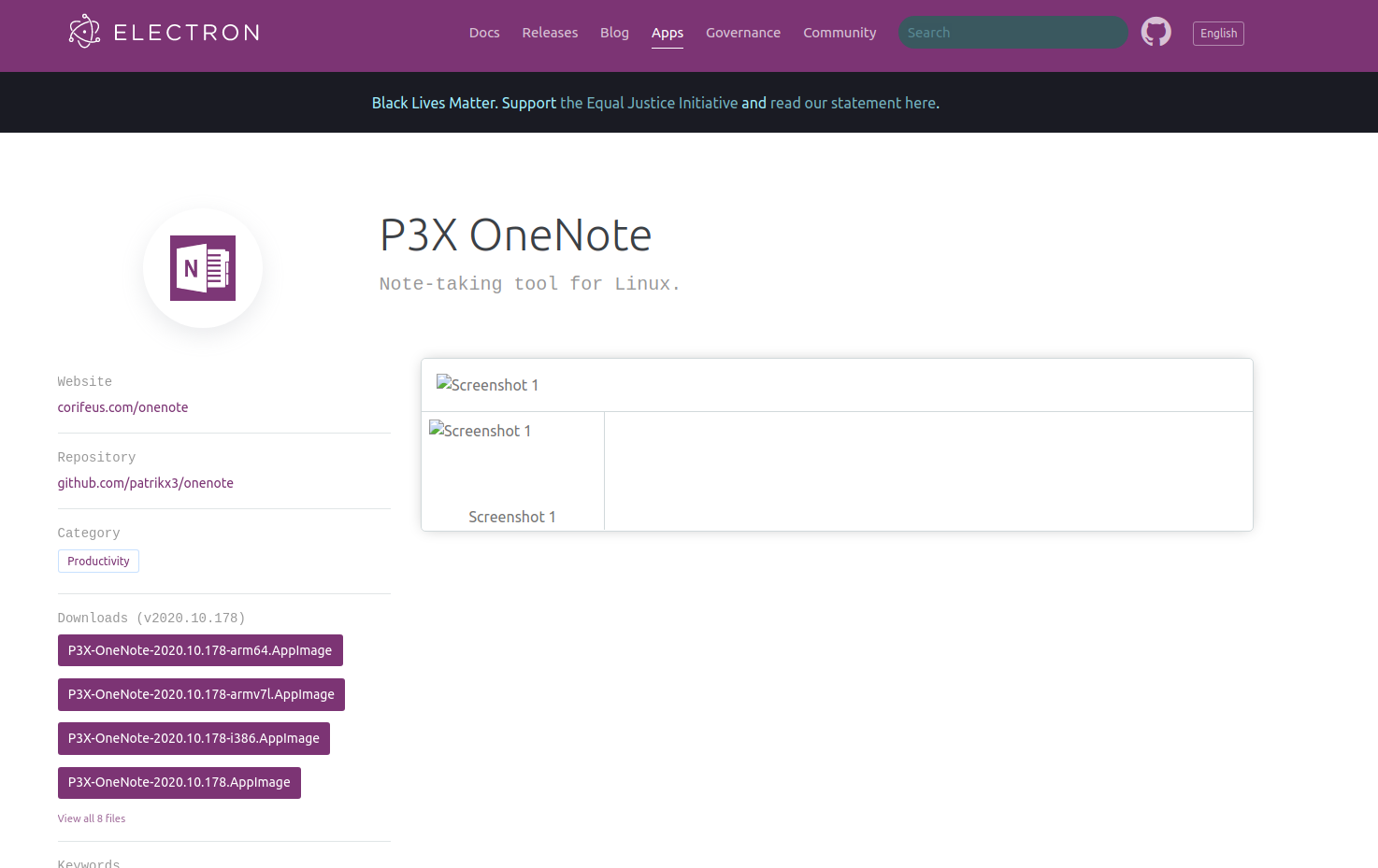 p3x-onenote app page is not working · Issue #1594 · electron/apps · GitHub