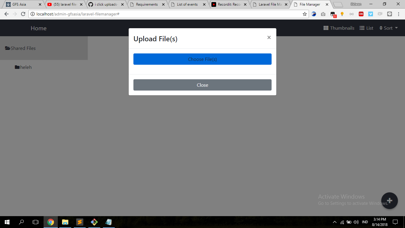 i click uploads->choose file, but nothing happen · Issue #664 · UniSharp/laravel-filemanager ...
