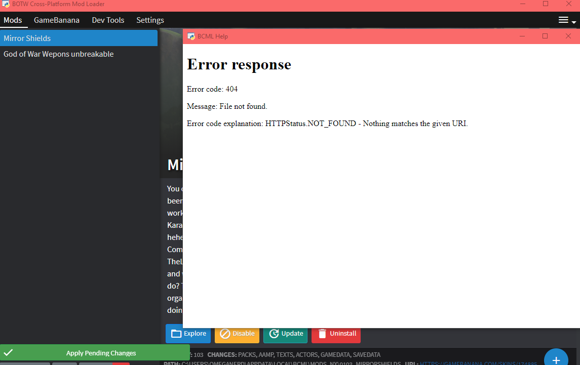 BCML 3.2.0 In-App Help unresponsive? · Issue #94 · NiceneNerd/BCML · GitHub
