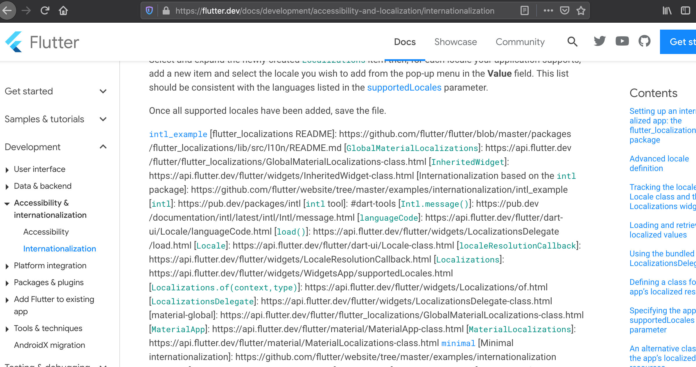 The Links In Internationalization Are Broken · Issue 3703 · Flutter Website · Github