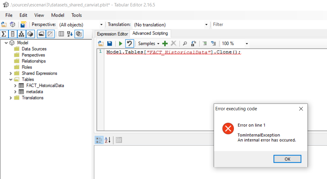 Error when cloning an Entity Table · Issue #949 · TabularEditor/TabularEditor · GitHub