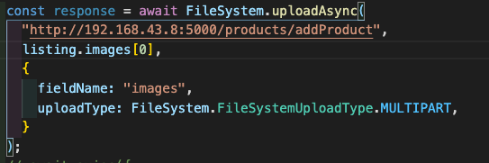 Expo go crashing when using FileSystem.FileSystemUploadType.MULTIPART ...