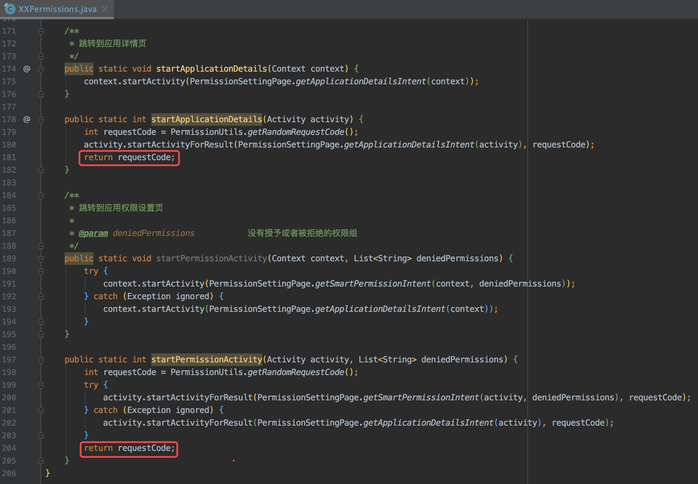 如何获取跳转到应用权限设置页返回后的requestCode？ · Issue #47 · getActivity/XXPermissions · GitHub