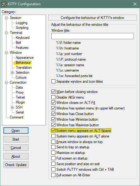 Can allowing Alt + Space be made a separate preference? · Issue #36 · cyd01/KiTTY · GitHub