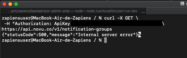 🐛 Bug Report: API call with curl to notification-groups endpoint responds error 500 · Issue ...