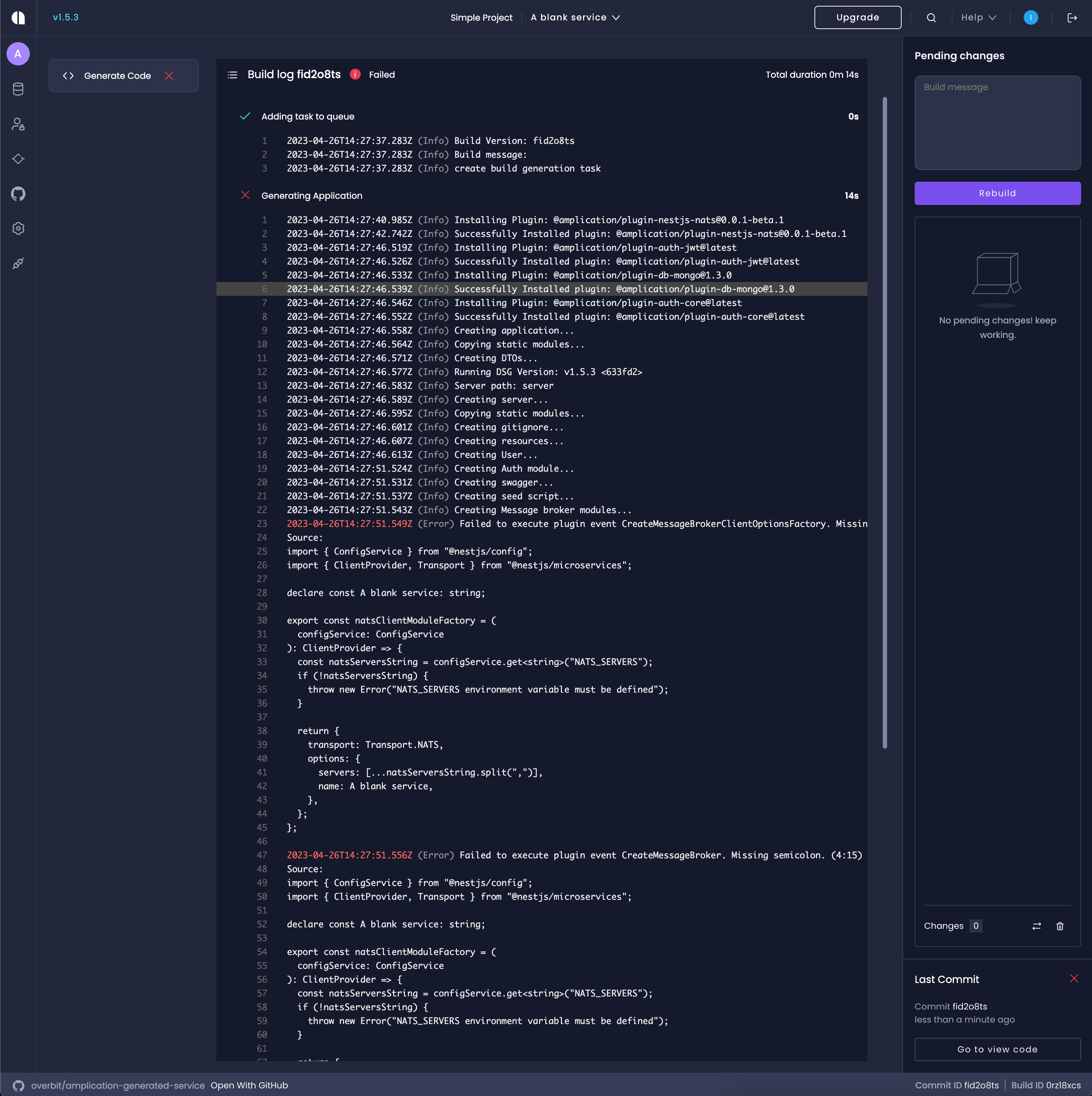 馃悰 Bug Report Errors With The Nats Plugin 路 Issue 5825 路 Amplicationamplication 路 Github