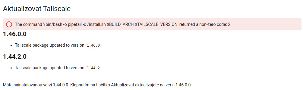 Update problem - Failed to to call /store/addons/948e3081_tailscale/update - The command '/bin ...