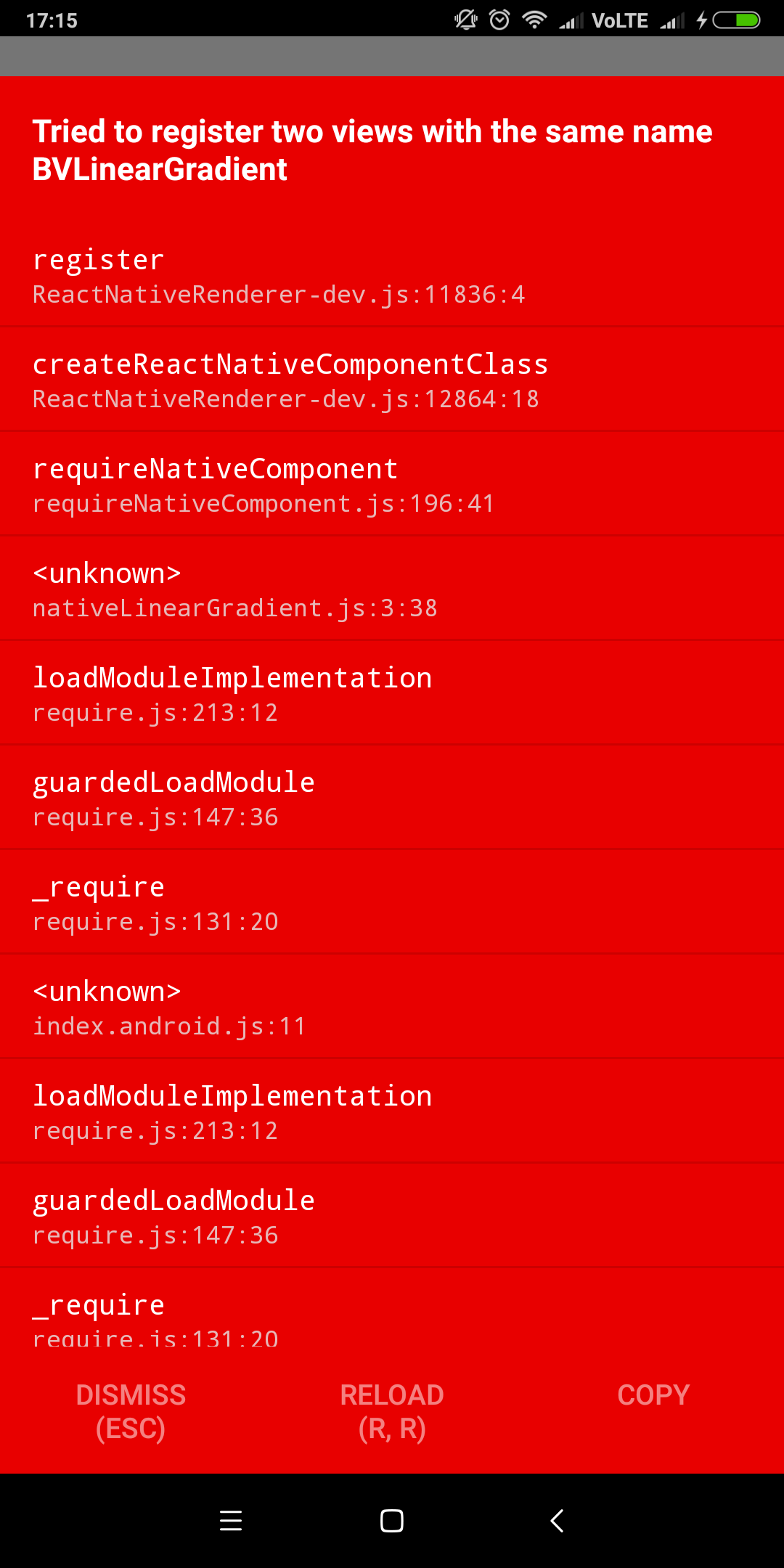 Tried to register two views with same name BVLinear gradient · Issue #292 · react-native-linear ...