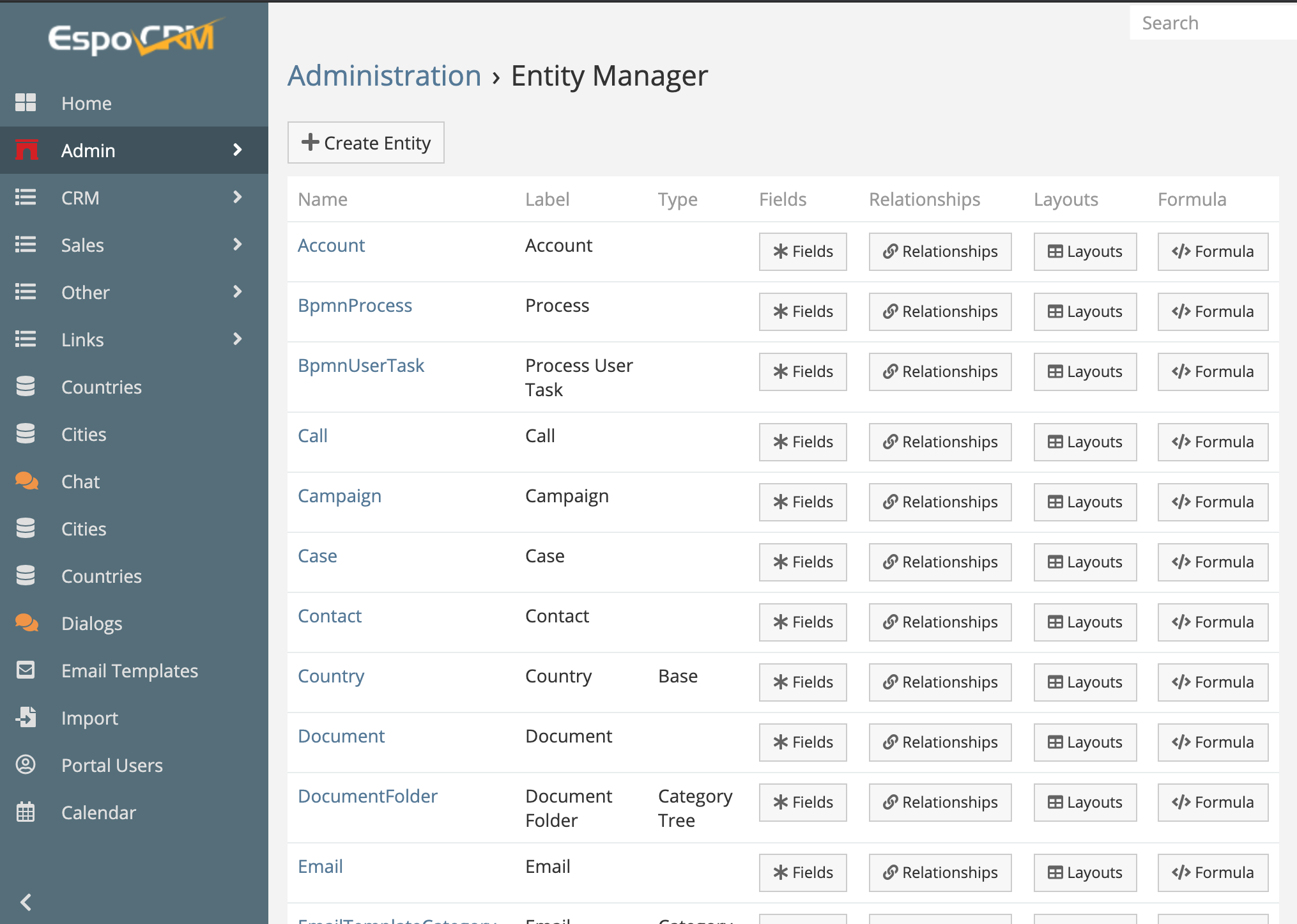 Entity Manager: Separate page for entity · Issue #1833 · espocrm/espocrm · GitHub