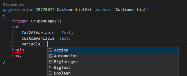 Intellisense triggers too early for variable types · Issue #646 · microsoft/AL · GitHub