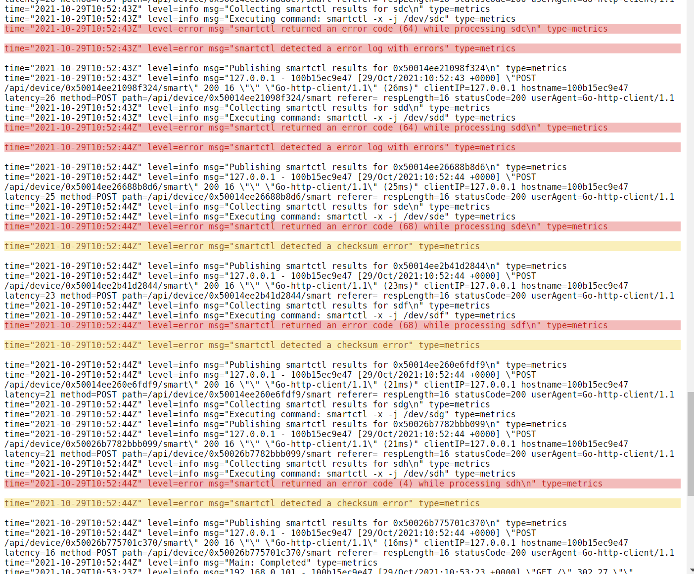 Some level errors type=metrics · Issue #199 · AnalogJ/scrutiny · GitHub