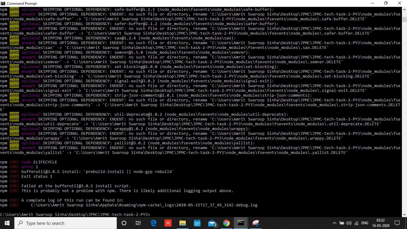 NPM Install Error · Issue #128 · insidesherpa/JPMC-tech-task-2 · GitHub