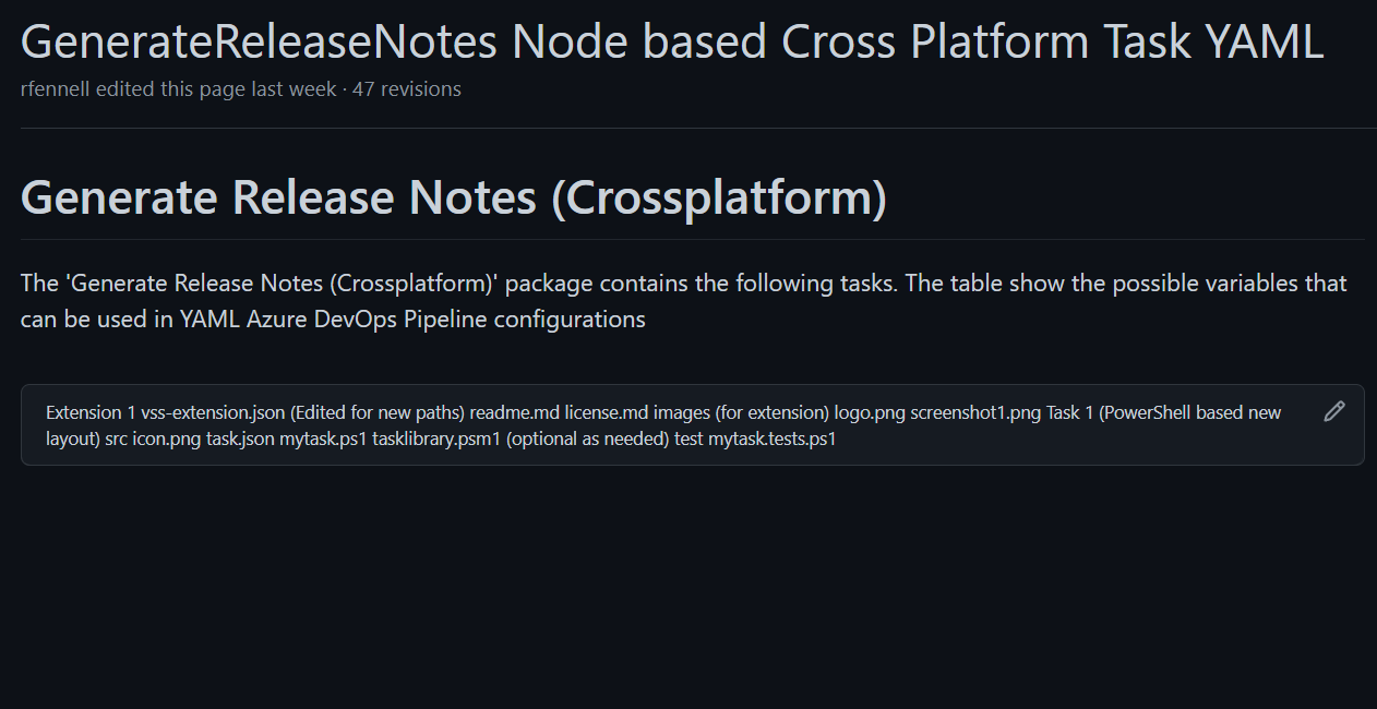 Missing table in "GenerateReleaseNotes Node based Cross Platform Task ...