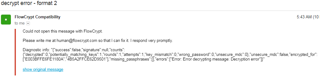 cannot decrypt message - error handling · Issue #104 · FlowCrypt/flowcrypt-android · GitHub