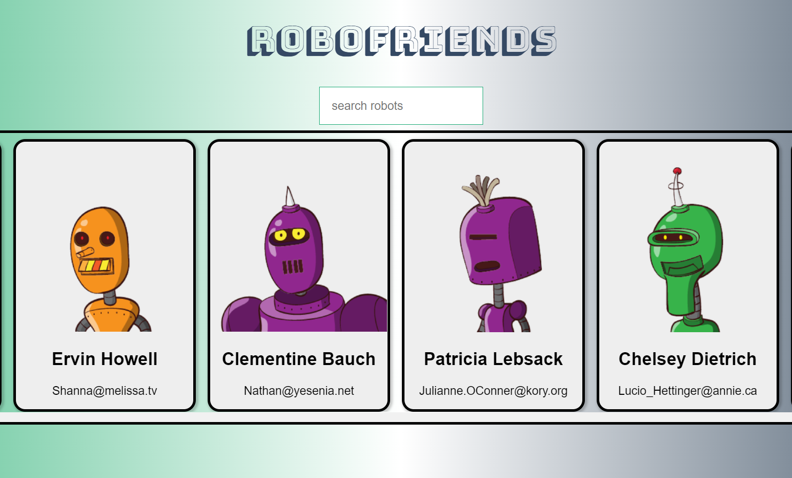 GitHub - nehagadge/RoboFriends: RoboFriends is a React app that lets you search between ...