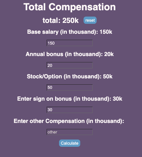 GitHub - jingxia1219/total-comp-calculator