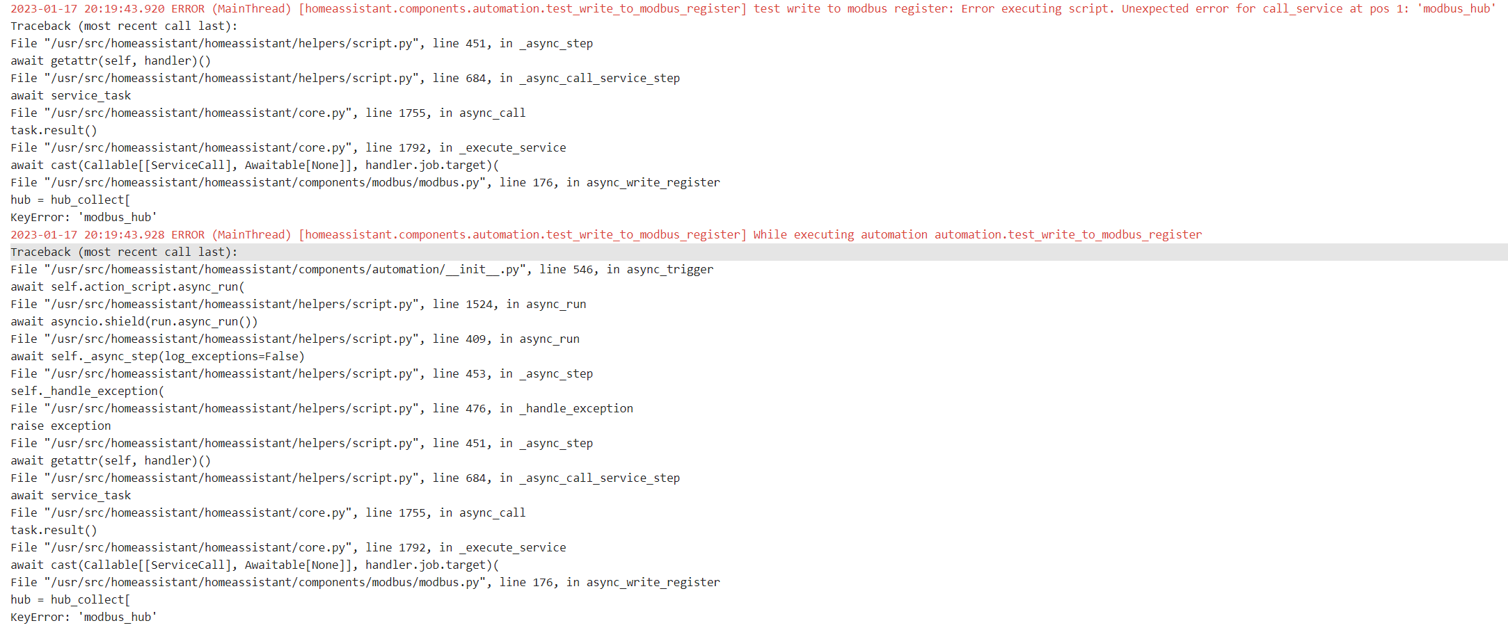 Error while writing modbus registry · Issue #86116 · home-assistant/core · GitHub