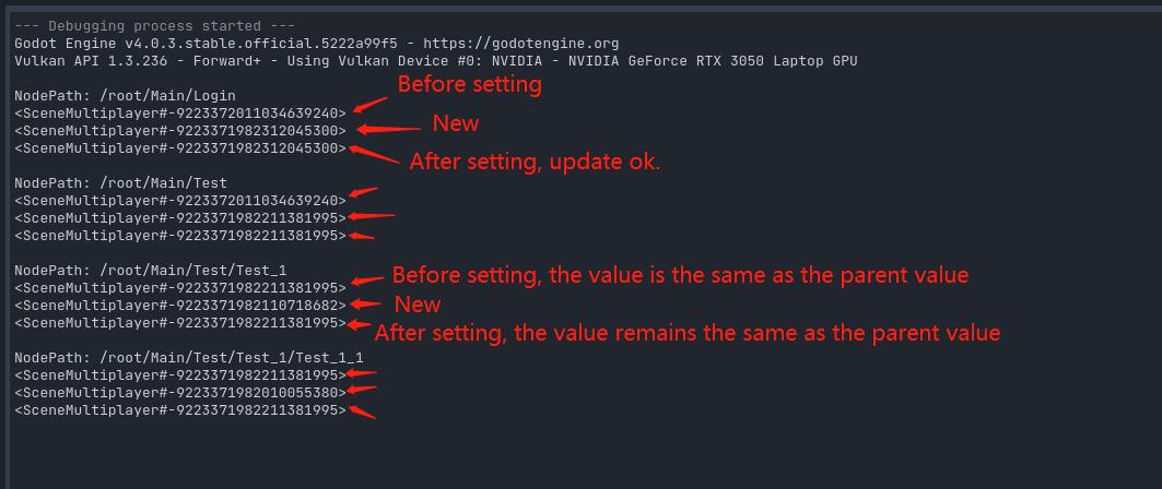 The 'get_multiplayer' method cannot obtain the value obtained by the 'set_multiplayer' method ...