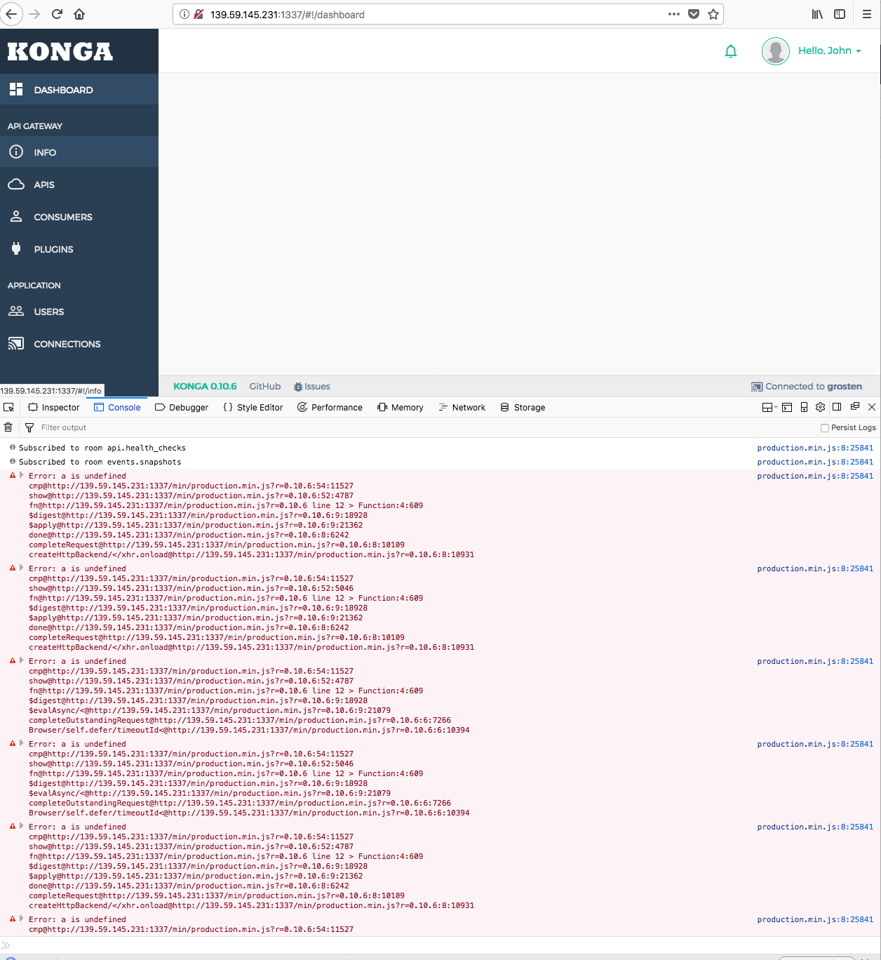 demo is broken · Issue #205 · pantsel/konga · GitHub